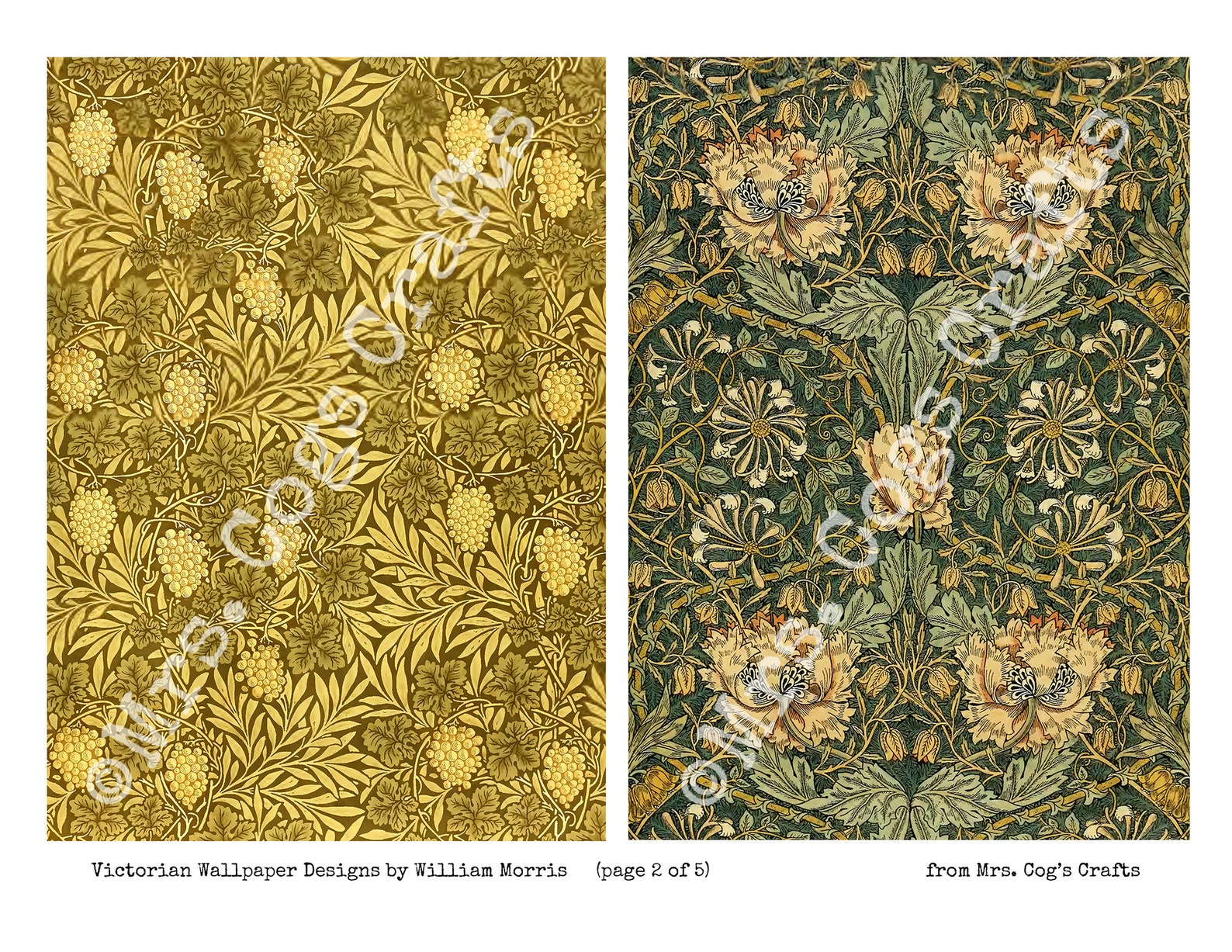 Victorian Wallpaper Designs by William Morris 5 X - Etsy