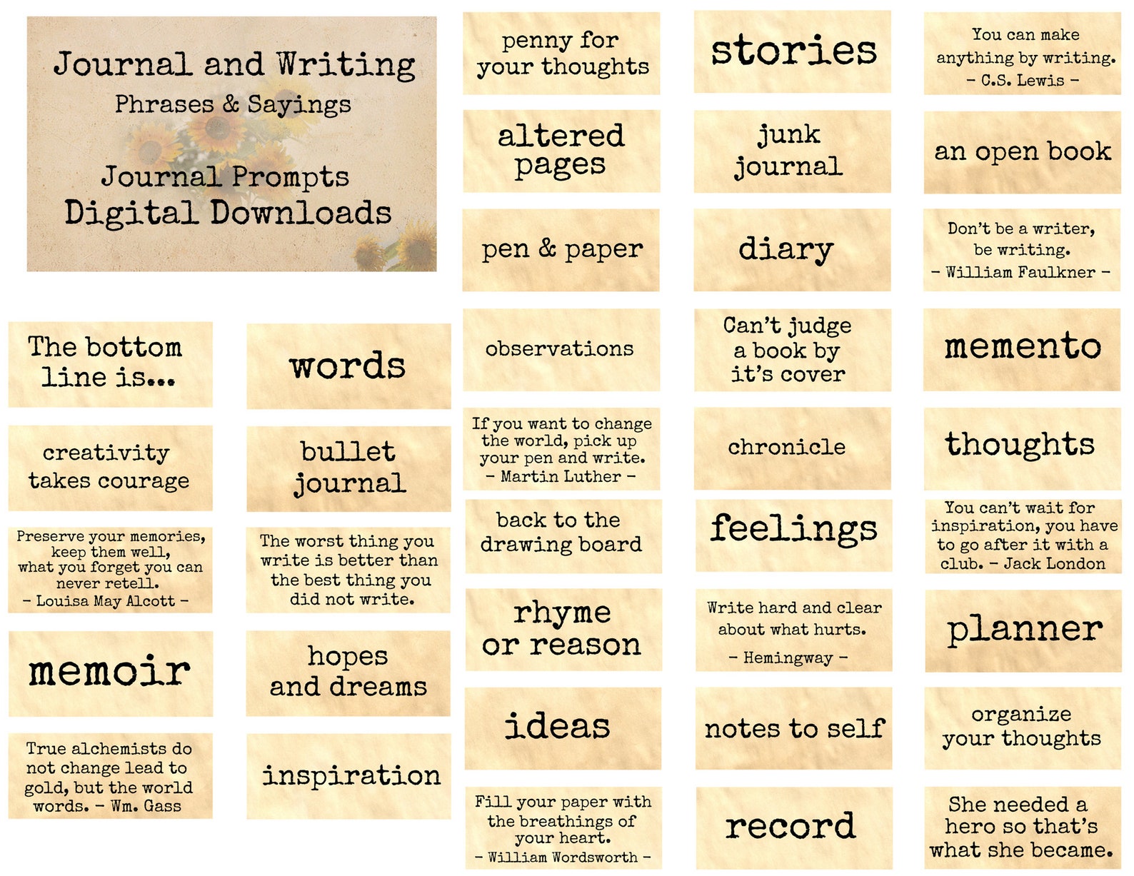 Journal and Writing Phrases & Sayings Journal Prompts | Etsy