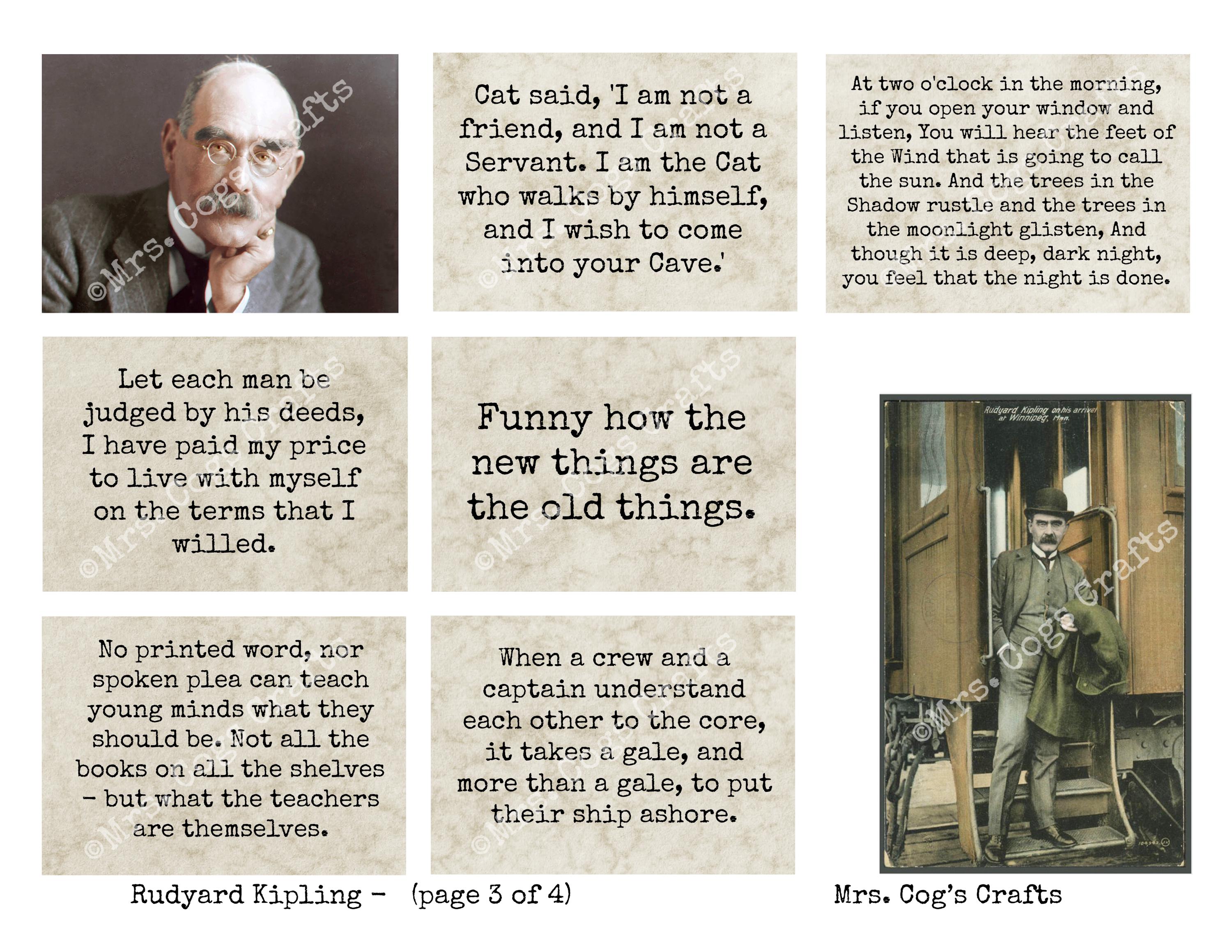 Rudyard Kipling - Printable Images & Quotes, Journal Prompts, Printable ...