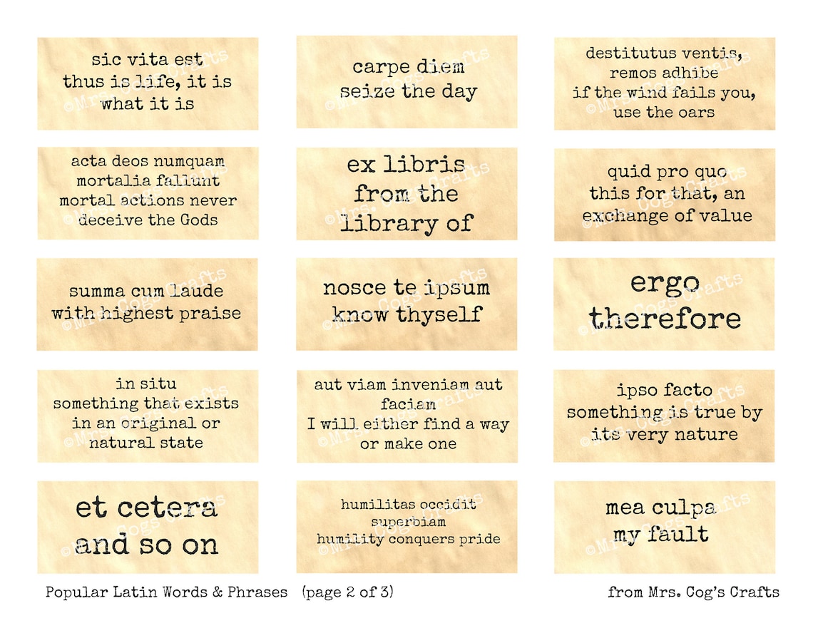 Popular Latin Phrases & Words Journal Prompts Printable - Etsy