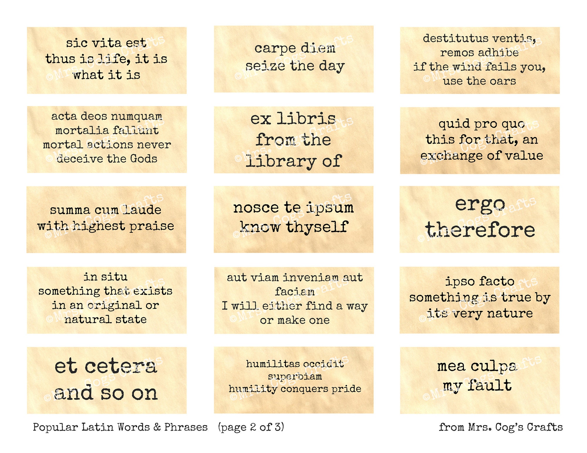 Popular Latin Phrases & Words Journal Prompts Printable - Etsy