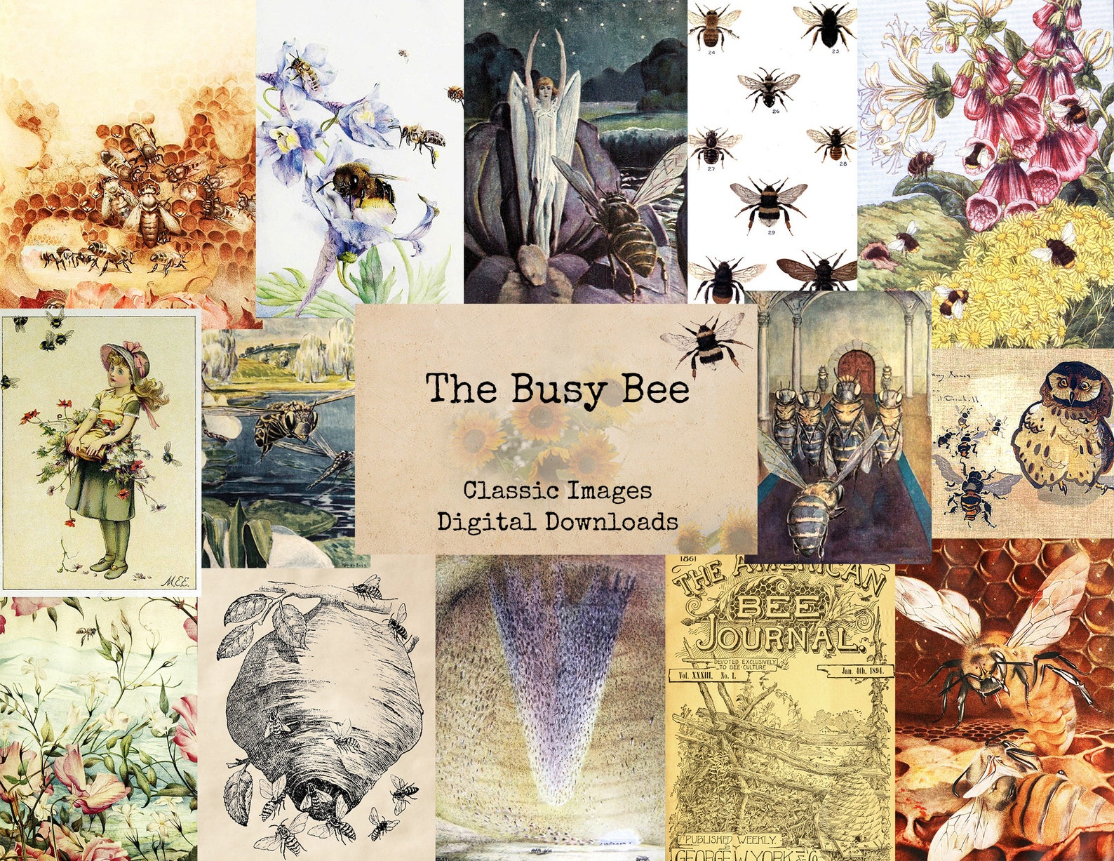 The Busy Bee Printable Images Ephemera Classics Digital | Etsy