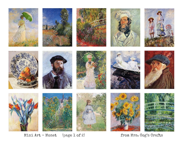 Mini Art Claude Monet Printable Images Digital Download | Etsy