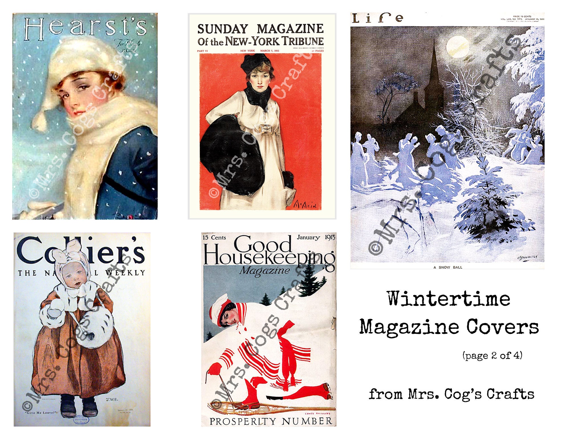 Wintertime Magazine Covers Printable Images Ephemera - Etsy