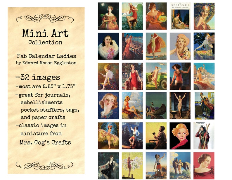 Mini Art Fab Calendar Ladies by Eggleston Printable | Etsy