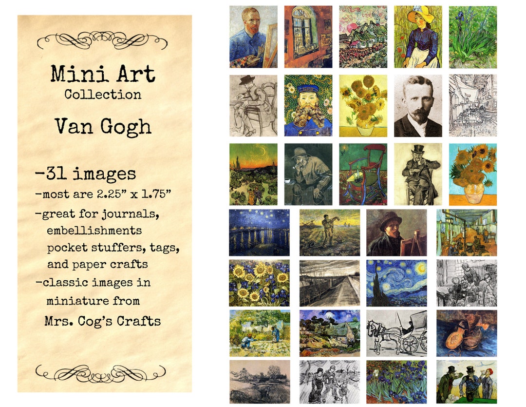 Mini Art - Van Gogh , Printable Images, Digital Download, Miniature ...