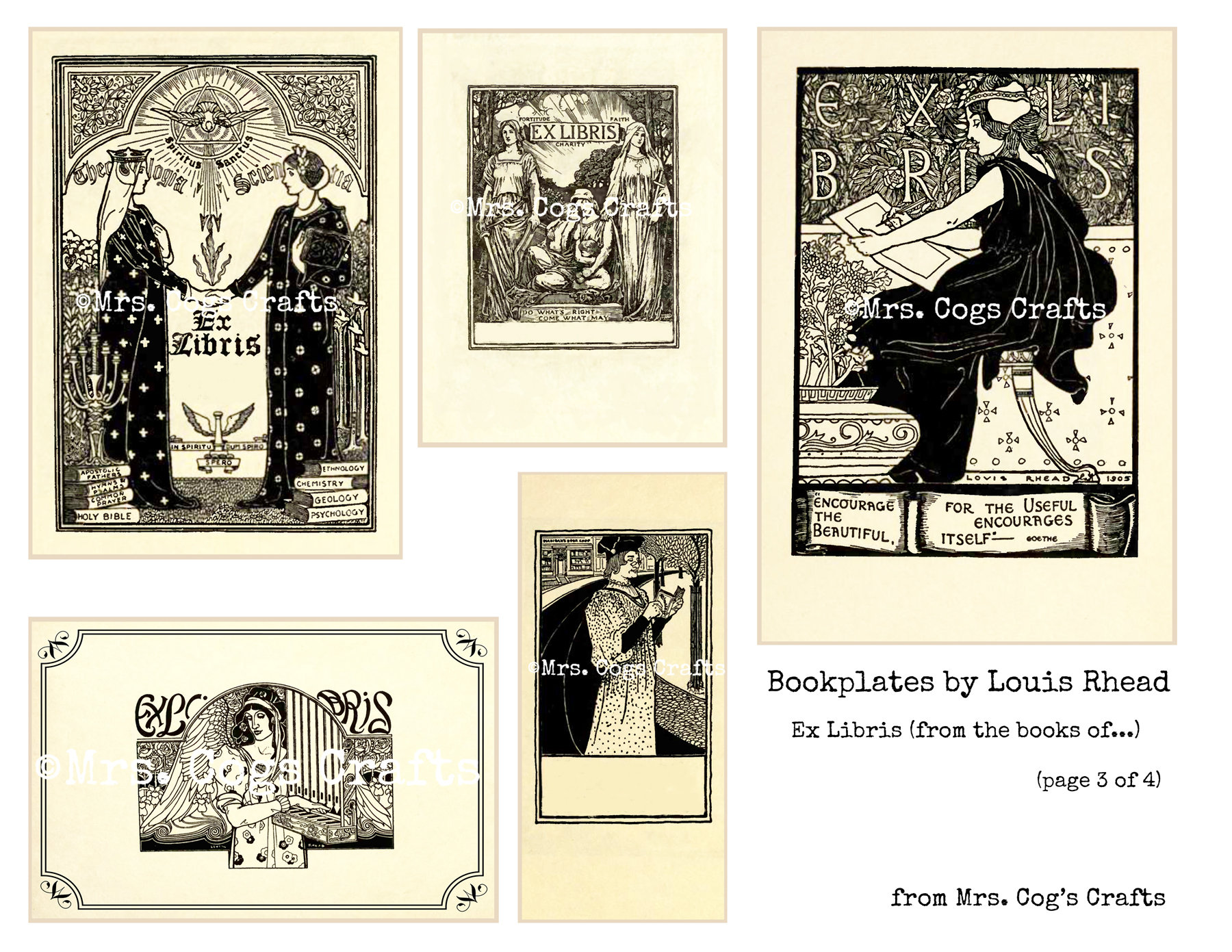 Bookplates by Louis Rhead Ex Libris Labels for Journals - Etsy
