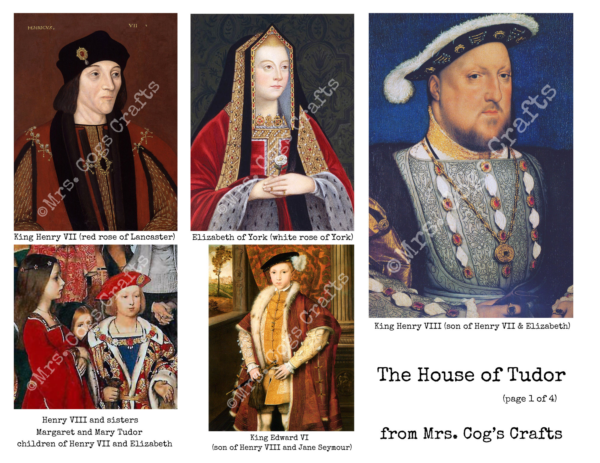 The House of Tudor - Printable Images, Vintage Art, Instant Download ...
