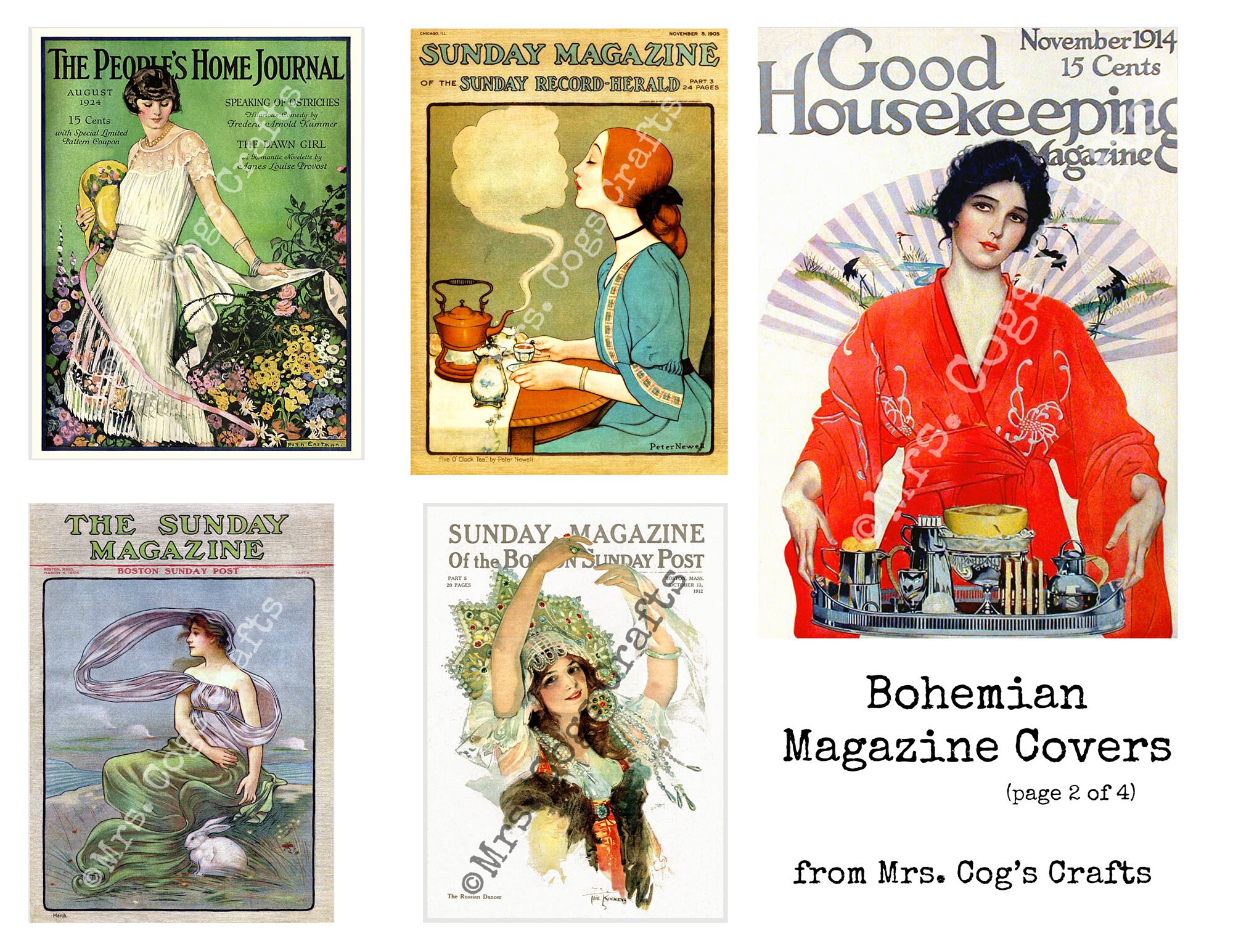 Bohemian Magazine Covers Printable Images Ephemera Vintage | Etsy