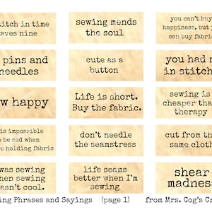 Sewing Phrases and Sayings - Journal Prompts, Printable Words, Instant ...
