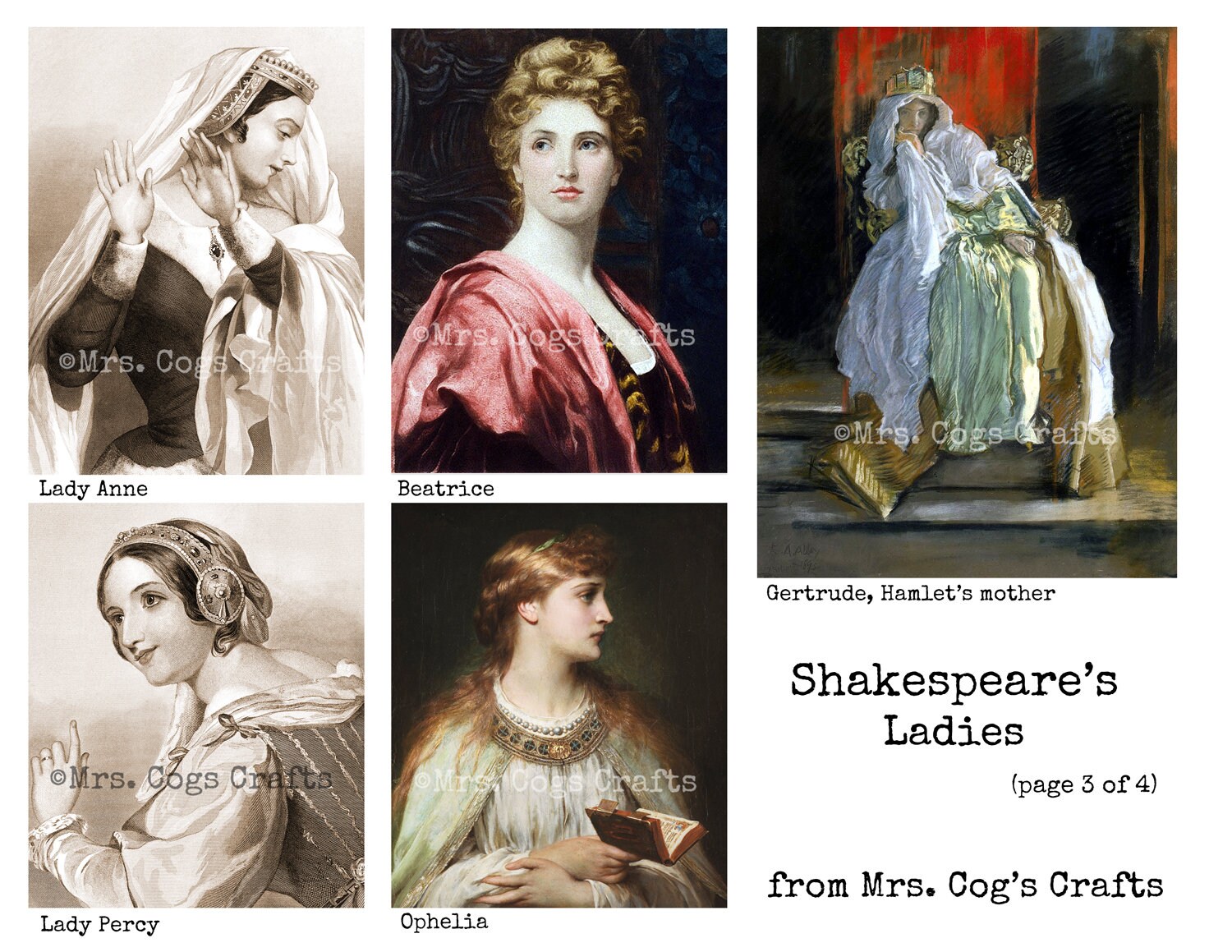 Ladies of Shakespeare - Digital Ephemera Classics, Digital Images ...