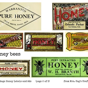 Vintage Honey Labels - Canned Goods - Ephemera, Printable Images ...
