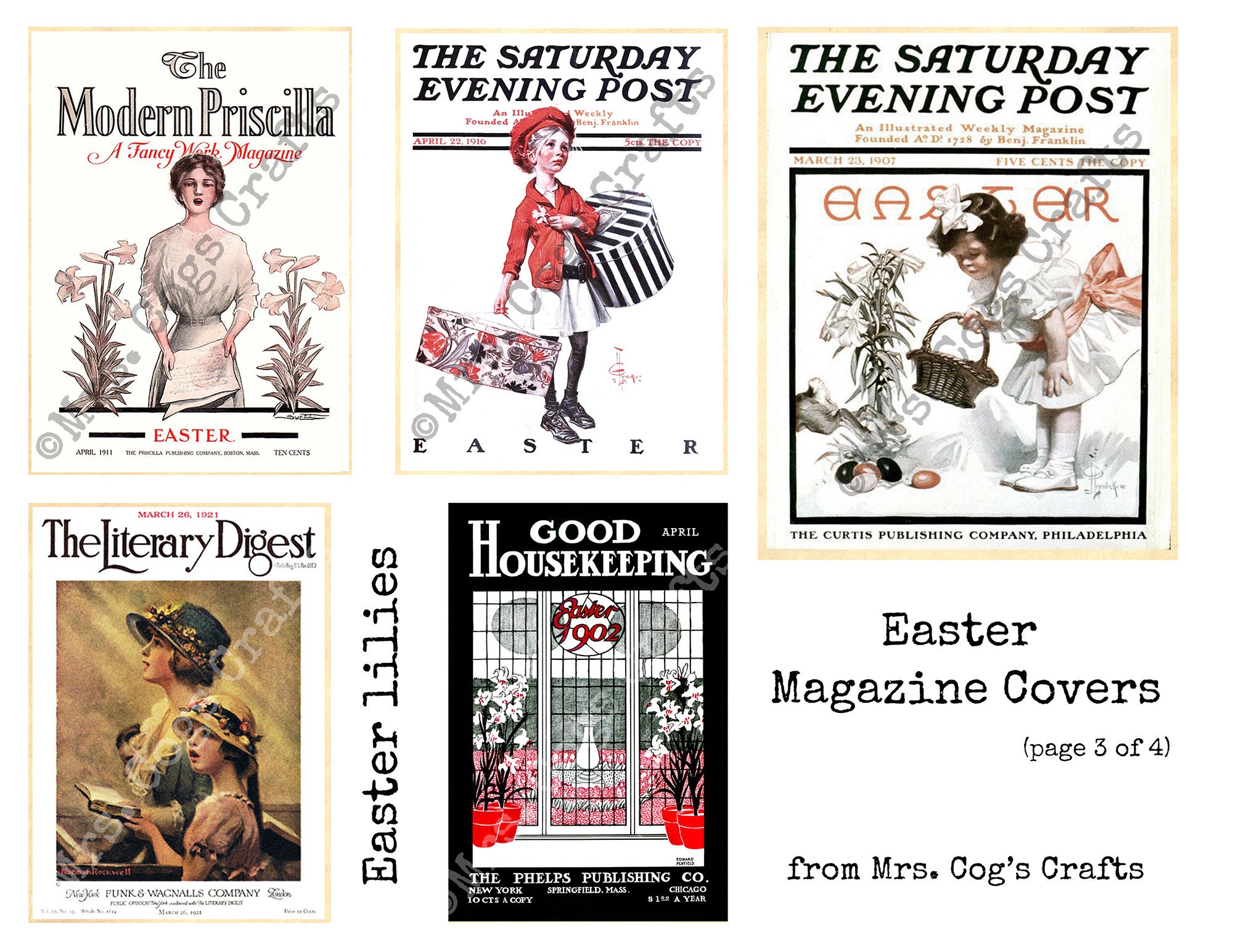 Easter Magazine Covers Printable Images Ephemera Vintage | Etsy