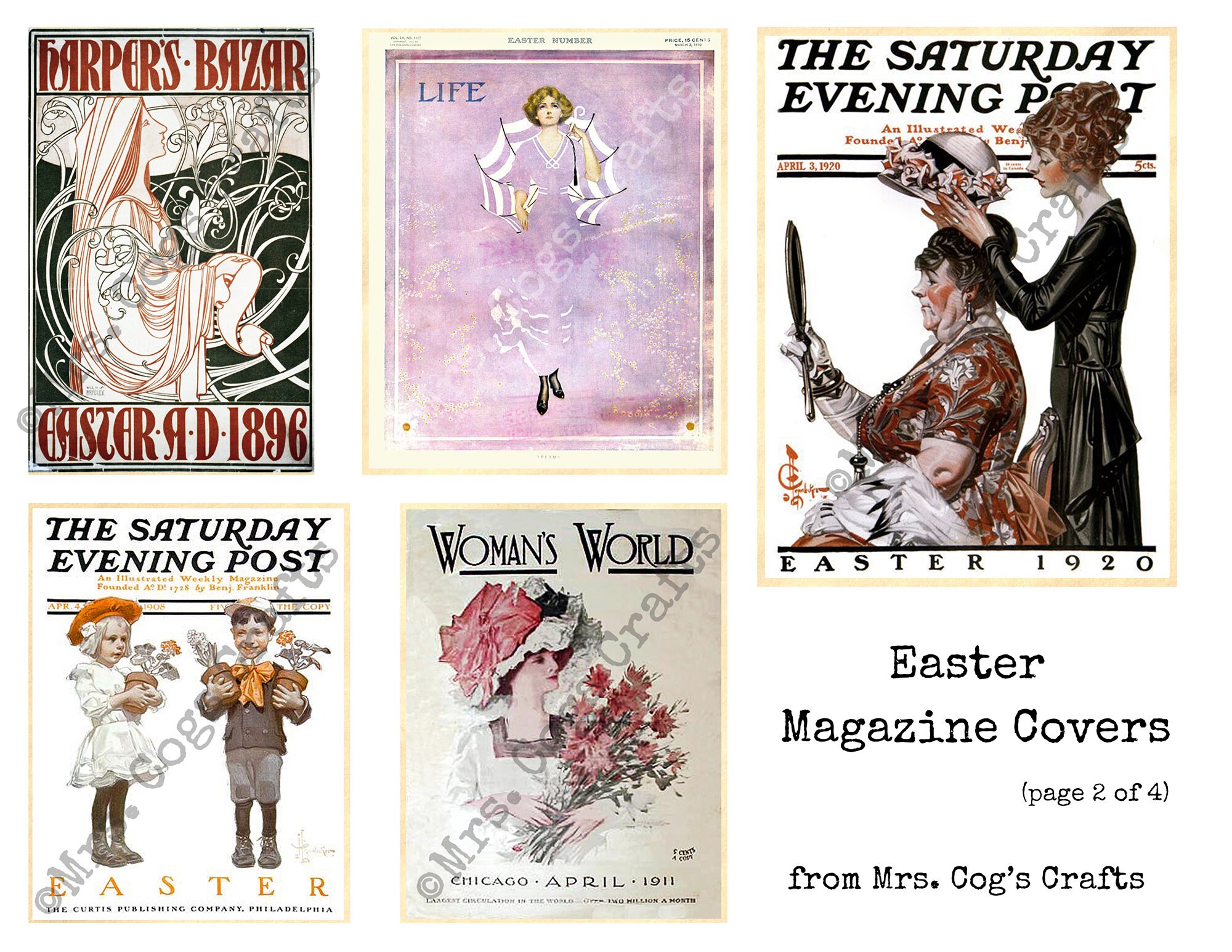 Easter Magazine Covers Printable Images Ephemera Vintage | Etsy