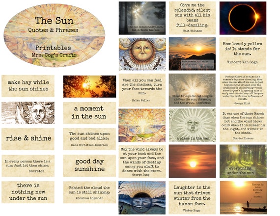 The Sun Quotes & Phrases Journal Cards Journal Prompts - Etsy