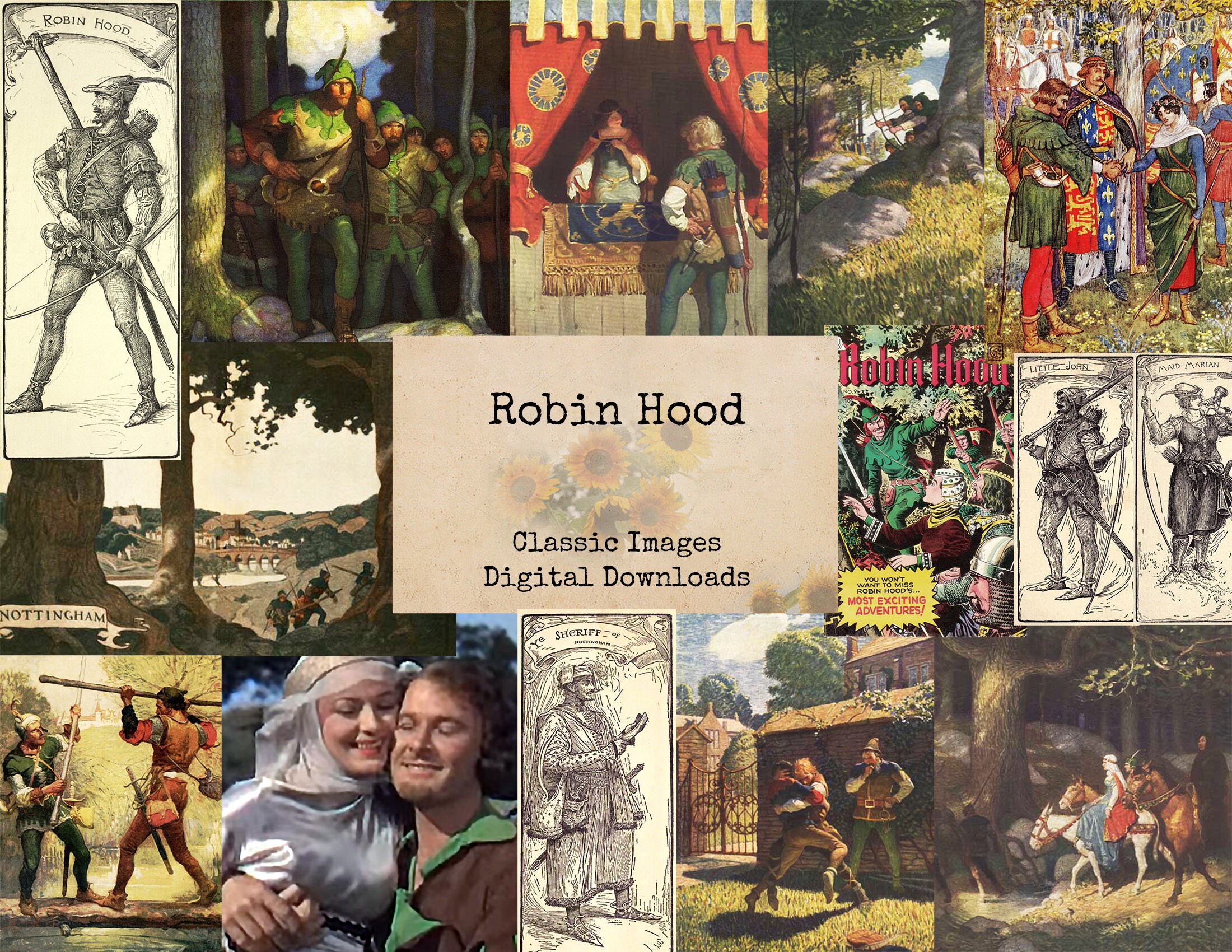 Robin Hood Printable Images Ephemera Classics Digital | Etsy