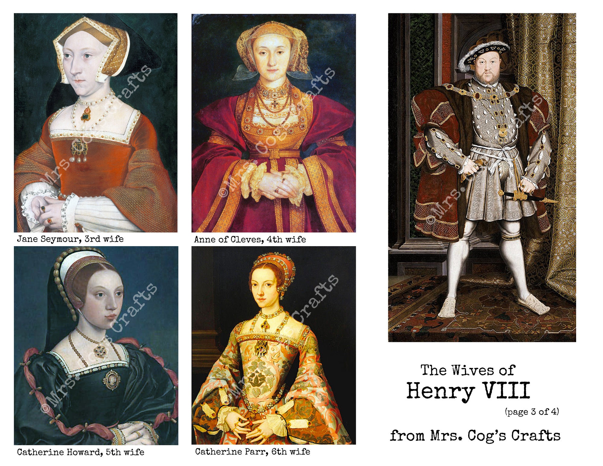 The Wives of Henry VIII Printable Images Vintage Art - Etsy