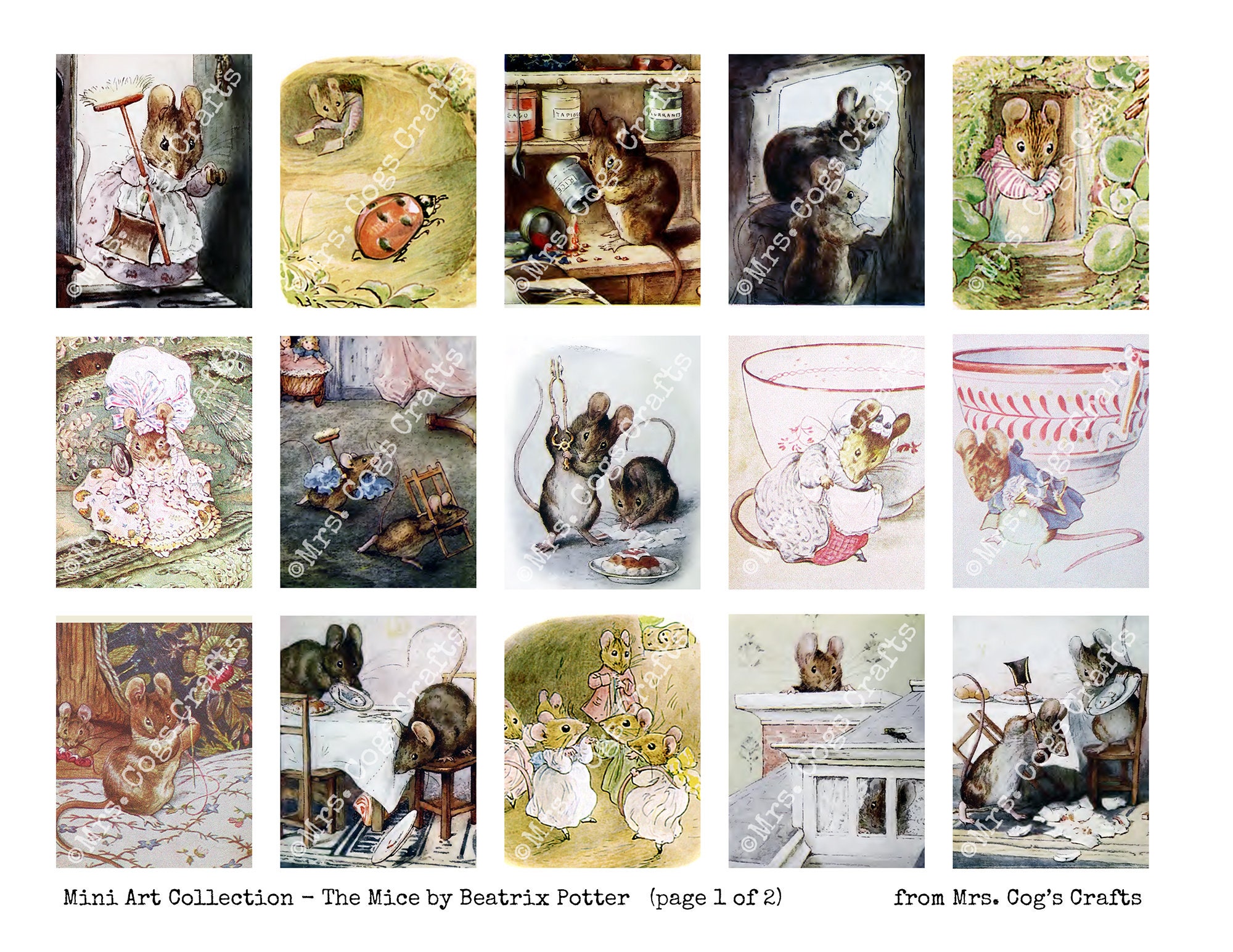Mini Art the Mice by Beatrix Potter Printable Images | Etsy