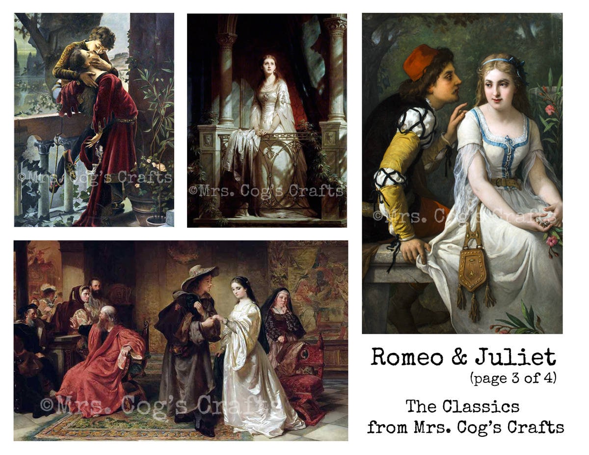 Romeo & Juliet Digital Ephemera Classics Digital Images - Etsy