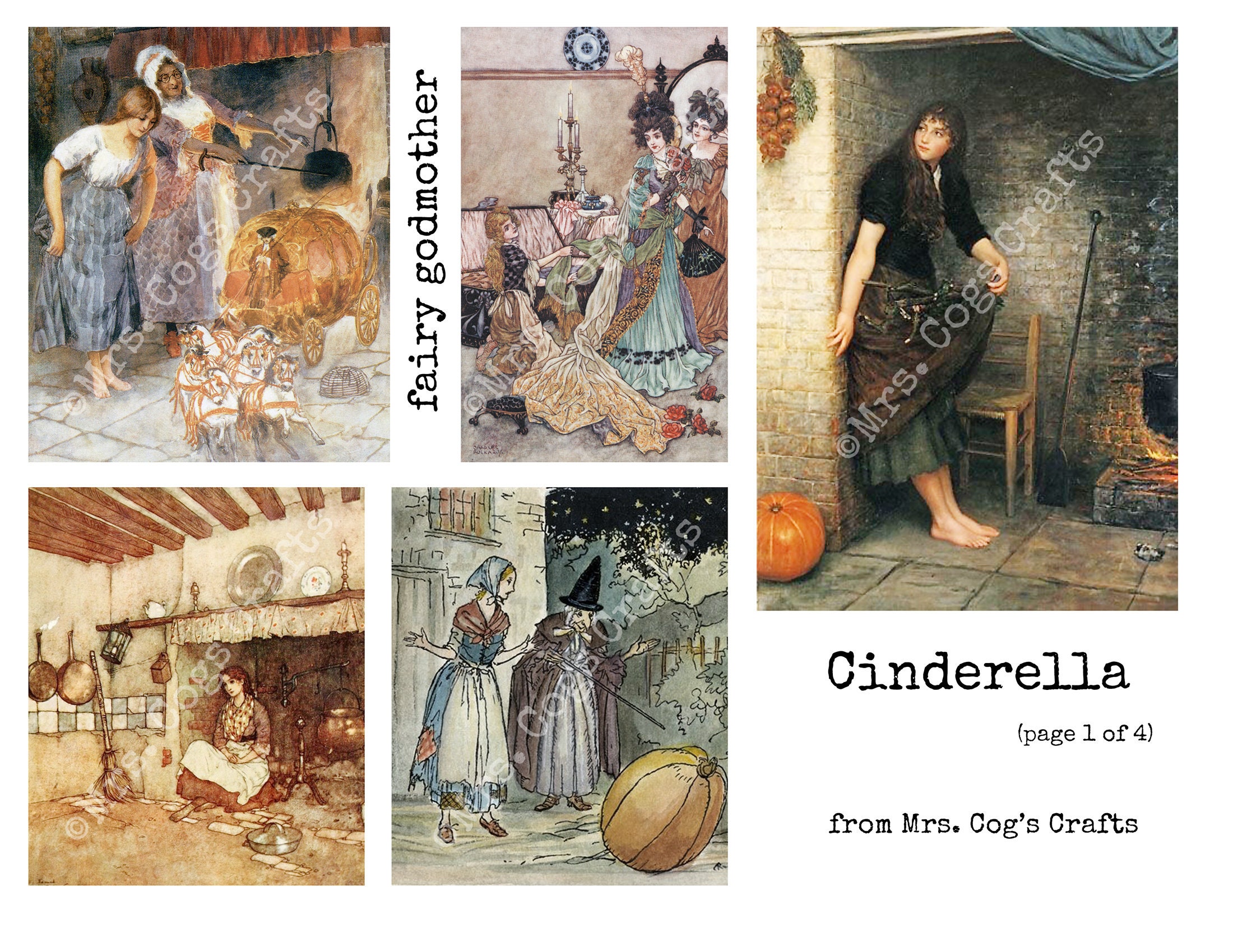 Wall Hangings Digital Ephemera Classics Digital Paper Cinderella ...