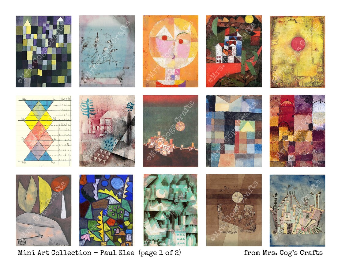 Mini Art - Paul Klee, Printable Images, Digital Download, Miniature ...