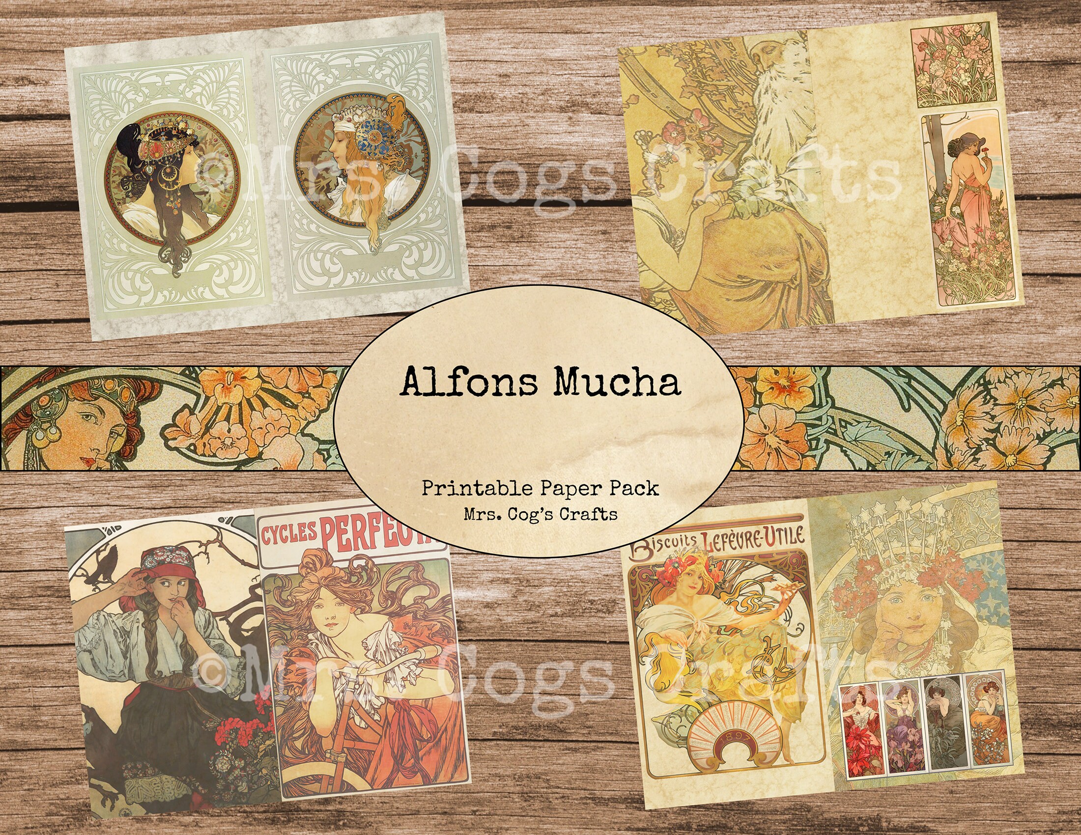 Alphons Mucha - Paper Pack, Printable Journal Pages, Digital Journal ...