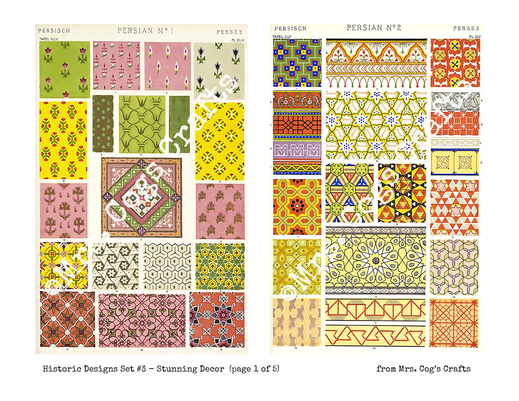 Historic Designs Set #3 Stunning Decor - Printable Images, Instant ...