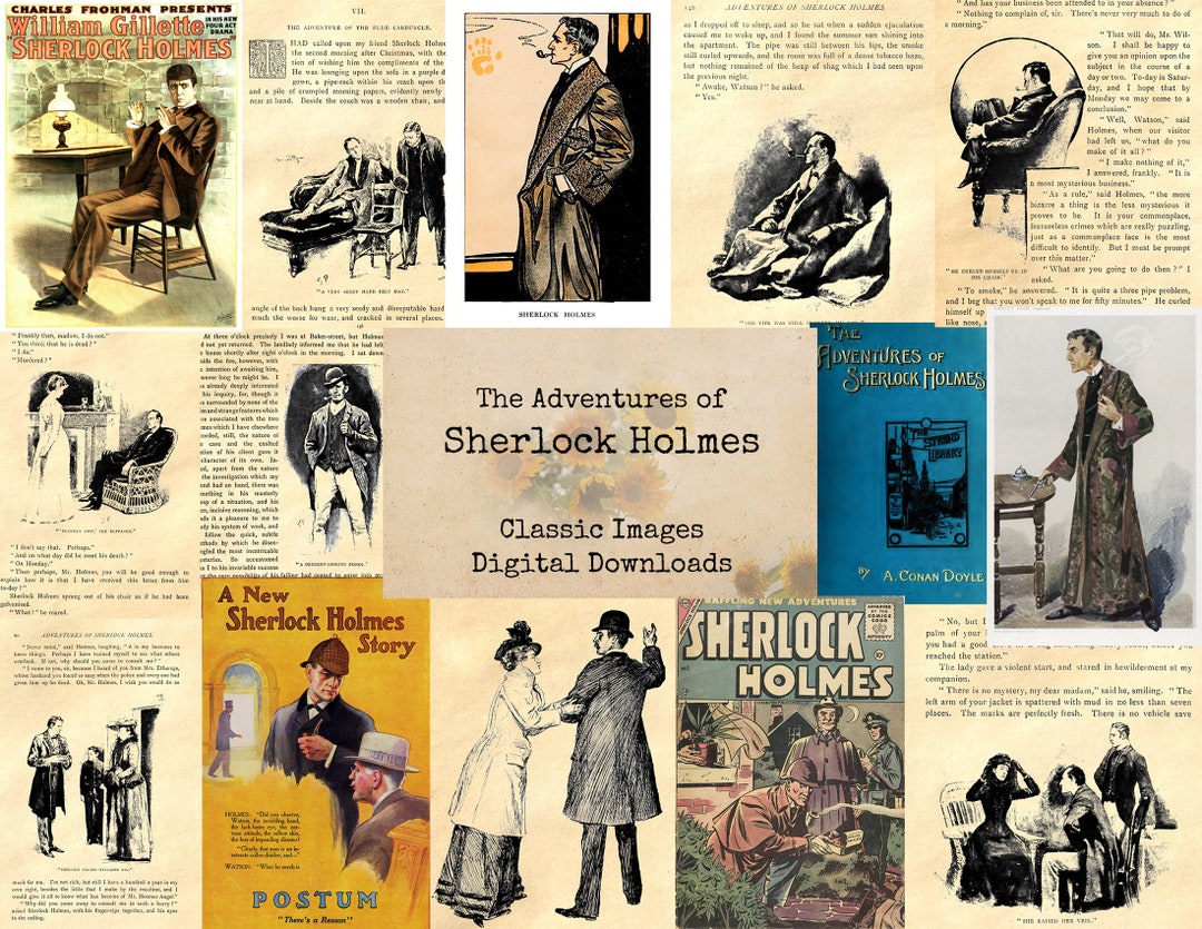 Sherlock Holmes Adventures - Printable Images, Vintage Art, Instant ...