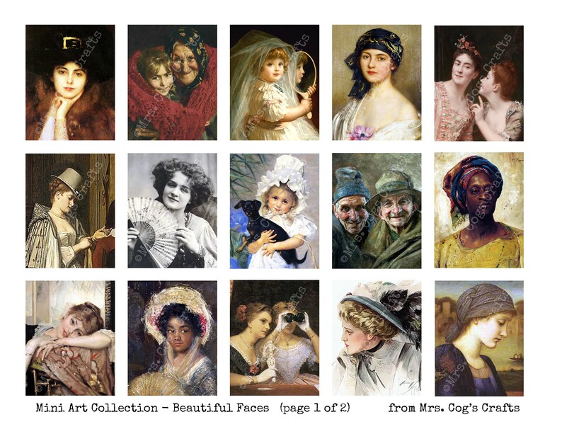 Mini Art Beautiful Faces Printable Images Digital - Etsy