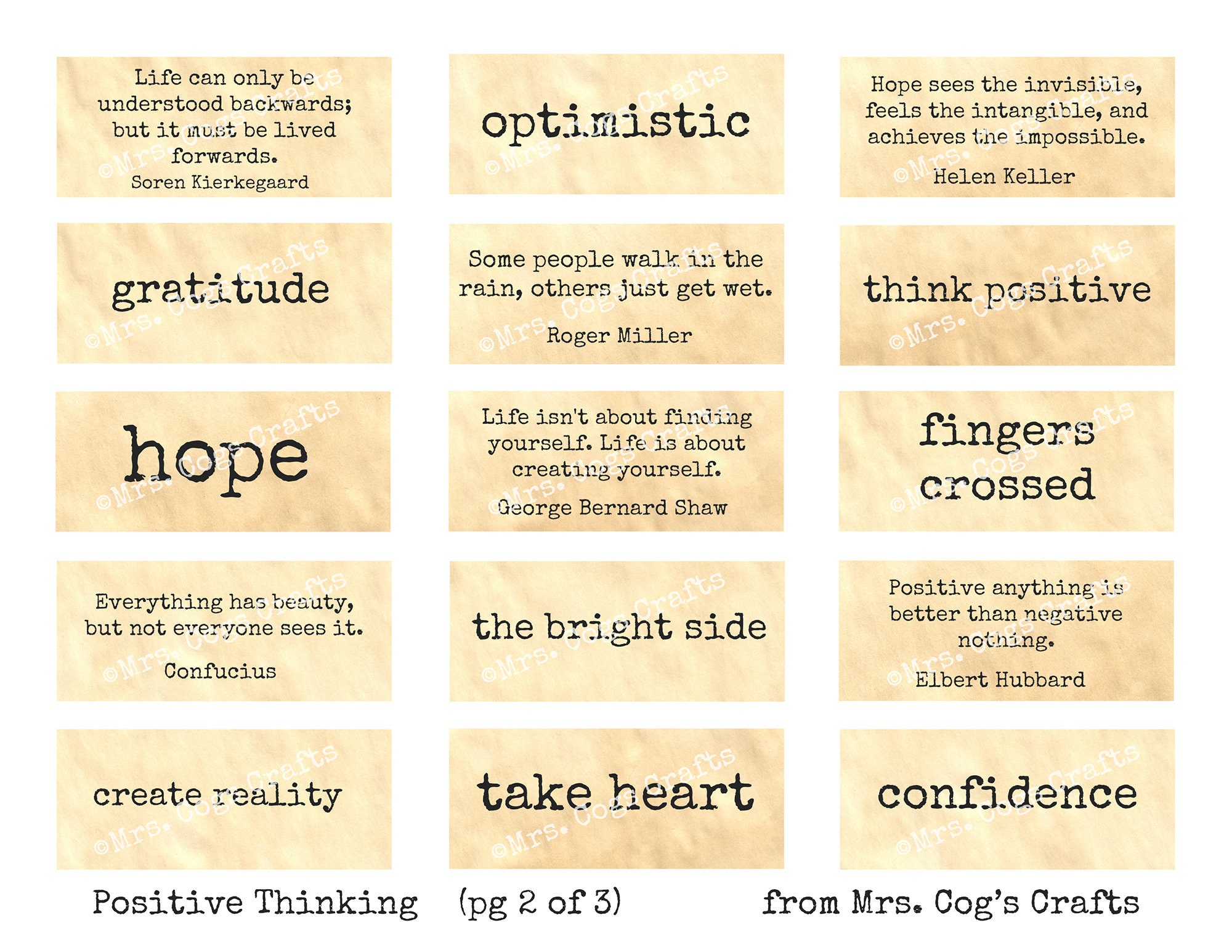 Positive Thinking - Words & Quotes - Journal Prompts, Printable Words ...