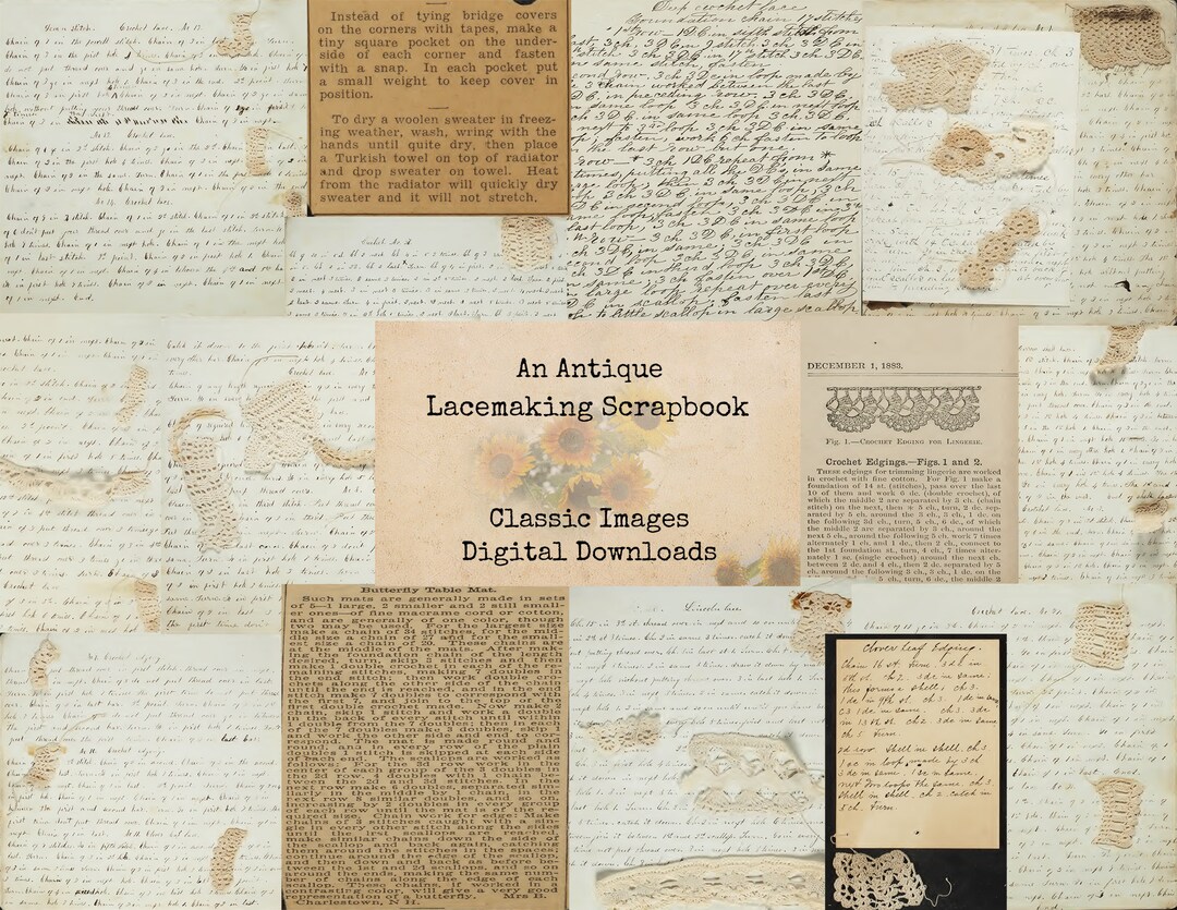 Antique Lacemaking Scrapbook - Printable Stitching, Digital Images ...