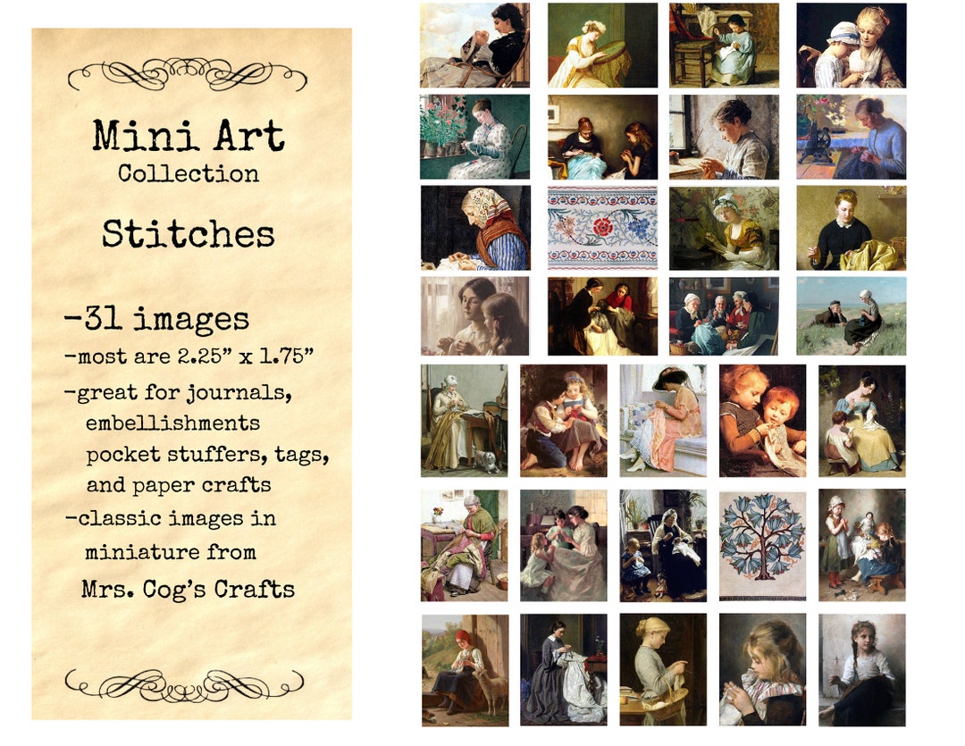 Mini Art - Stitches, Printable Images, Digital Download, Miniature ...