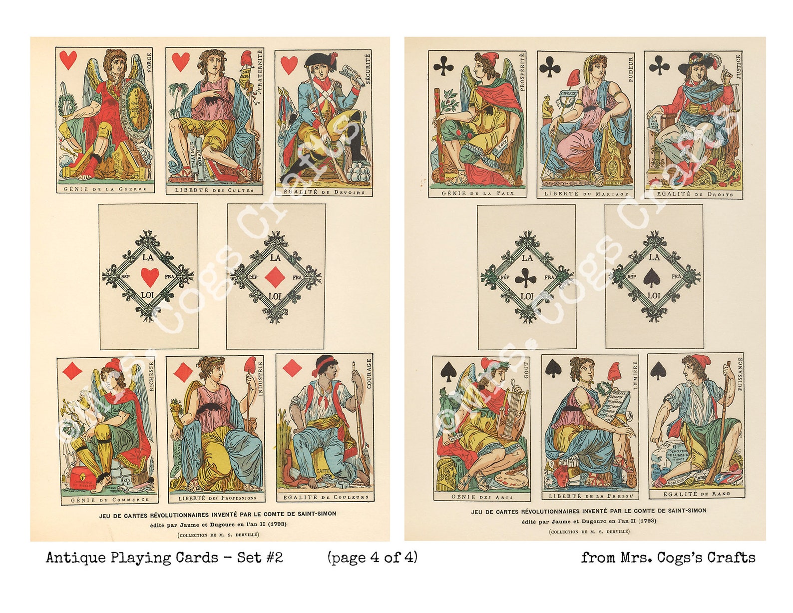 Antique Playing Cards Set 2 Printable Images Instant | Etsy
