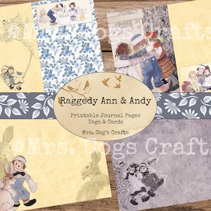 Raggedy Ann & Andy Junk Journal Kit - Printable Journal Pages, Digital ...