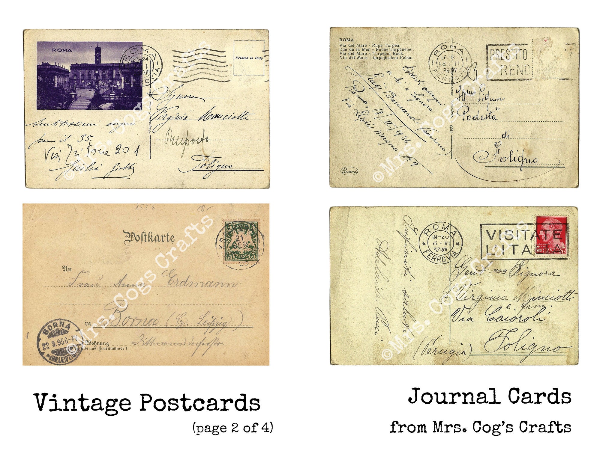 Vintage Postcards Ephemera Classics Printable Images | Etsy