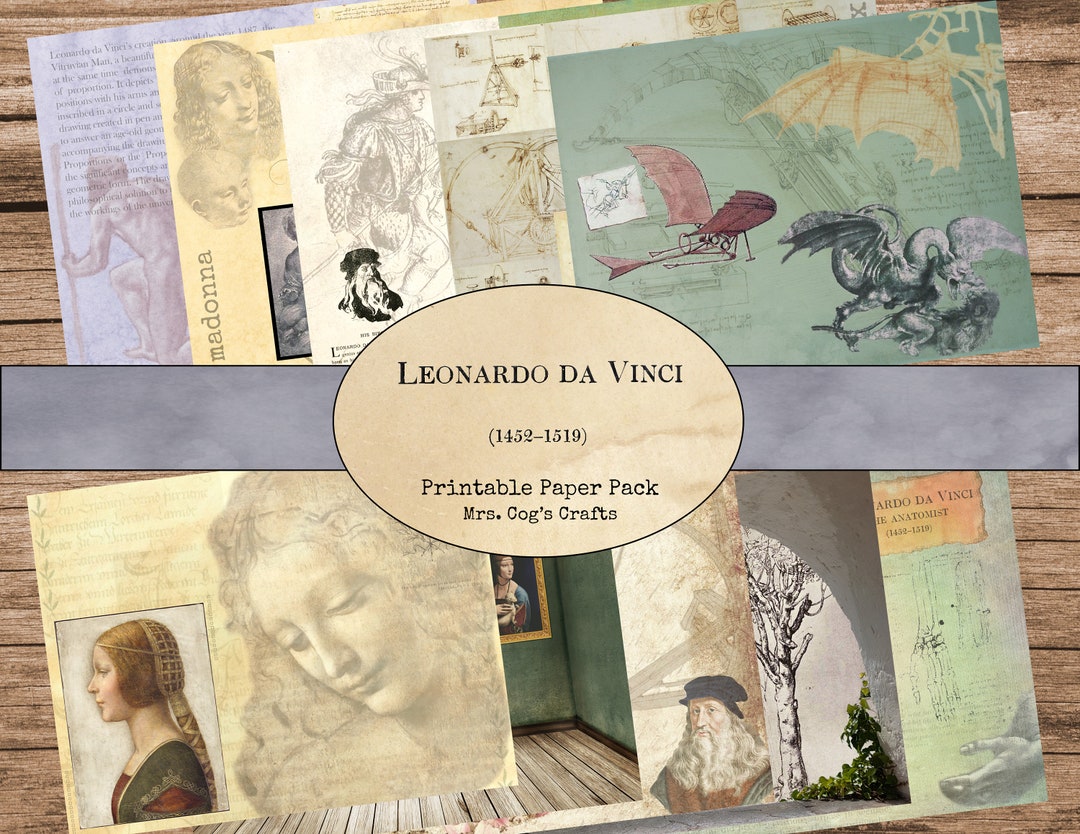 Leonardo Da Vinci - Paper Pack, Printable Journal Pages, Digital ...