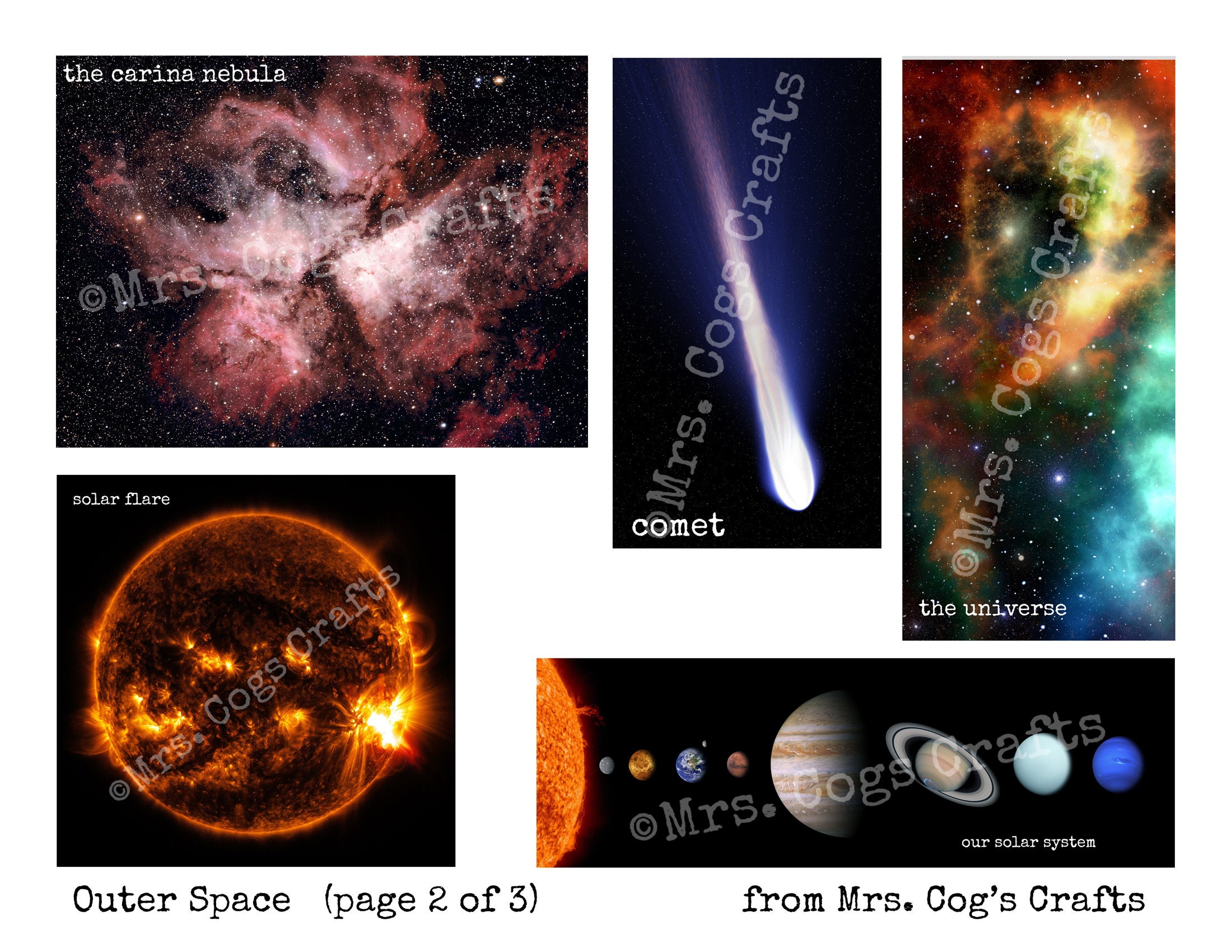 Outer Space Digital Ephemera Printable Images Vintage Art - Etsy