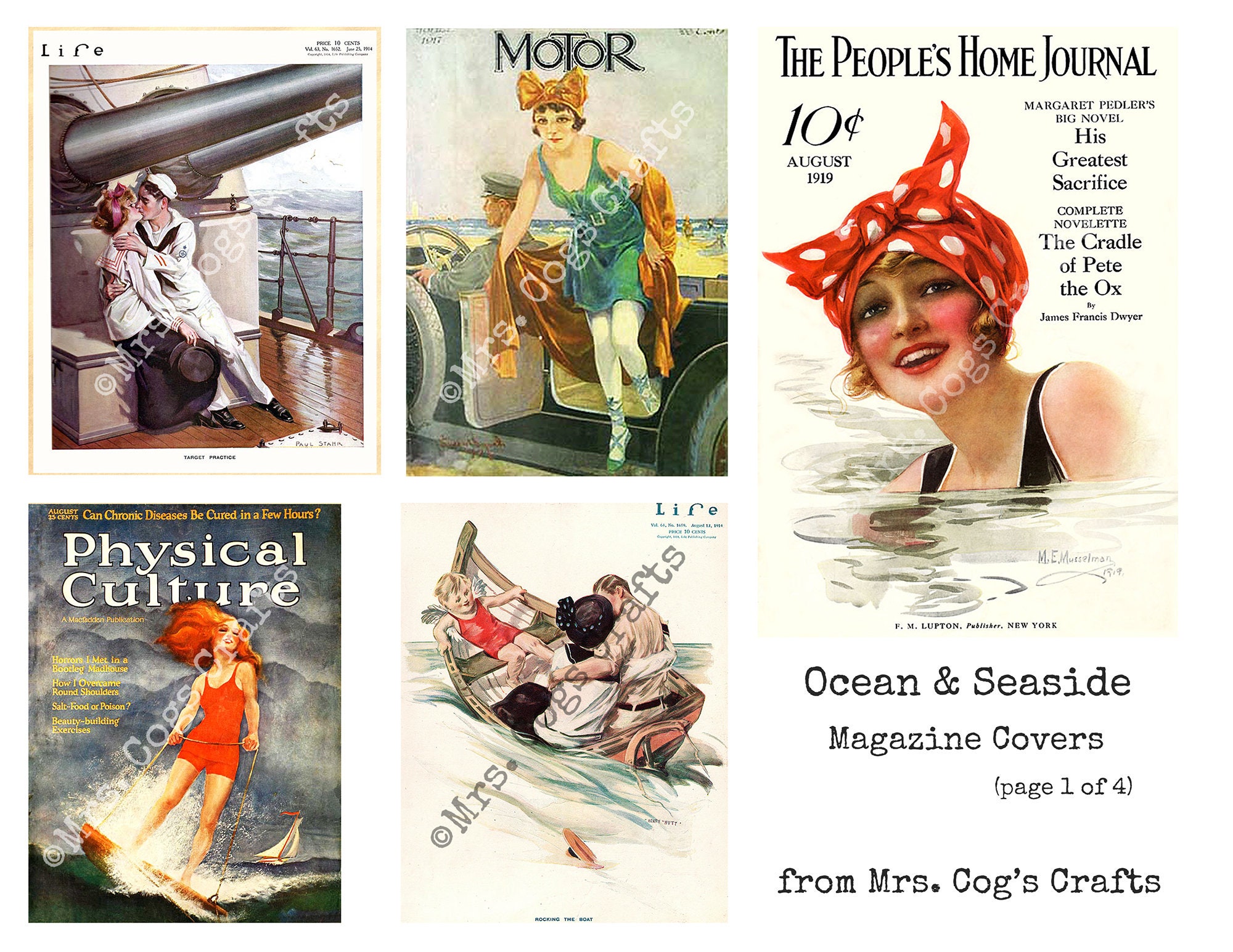 Ocean & Seaside Magazine Covers Printable Images Ephemera | Etsy