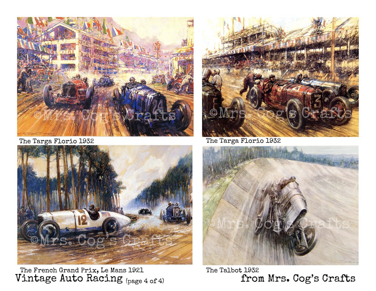 Vintage Auto Racing Digital Ephemera Classics Digital | Etsy