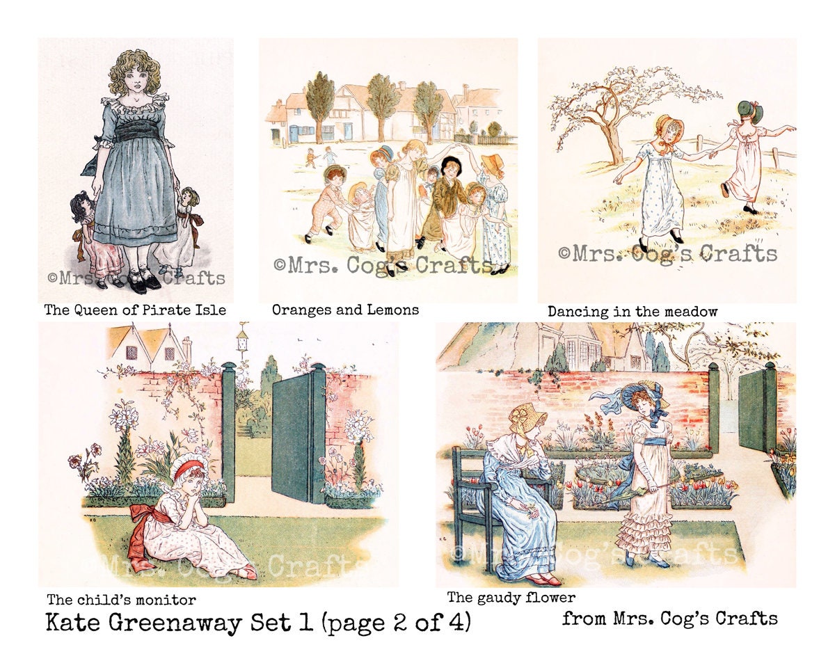 Kate Greenaway Illustrated Set 1 Digital Ephemera - Etsy