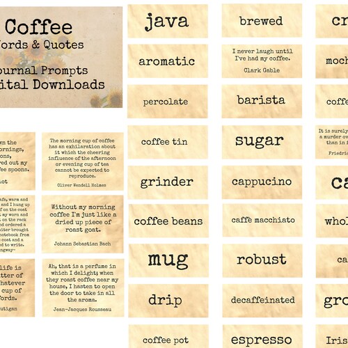 Tea Time Words & Quotes Journal Prompts Printable Words - Etsy