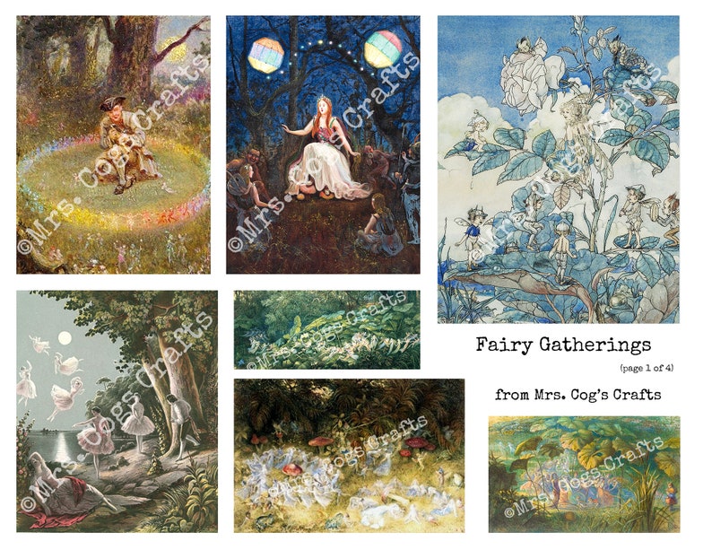 Fairy Gatherings - Digital Ephemera, Printable Images, Vintage Art ...