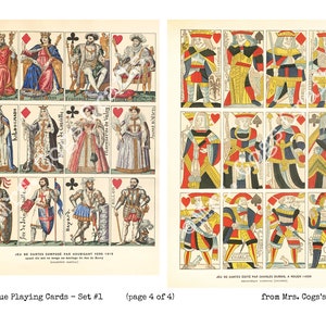 Antique Playing Cards Set #1 - Printable Images, Instant Download ...