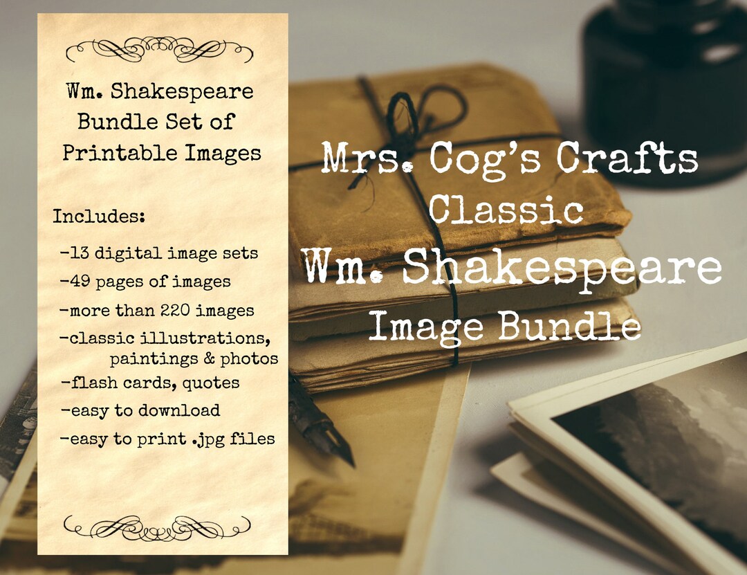 Shakespeare Image Bundle - Printable Images, Instant Download, Ephemera ...