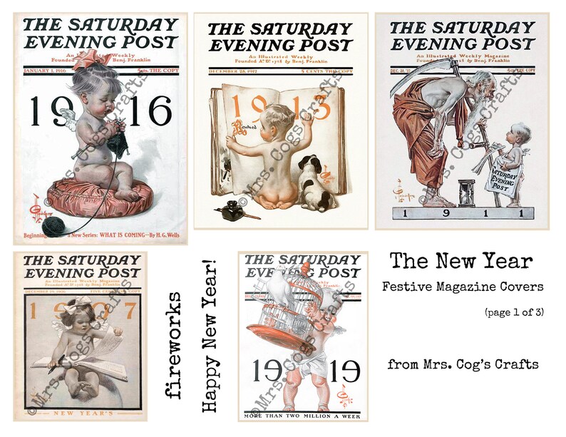 The New Year - Festive Magazine Covers - Printable Illustrations ...