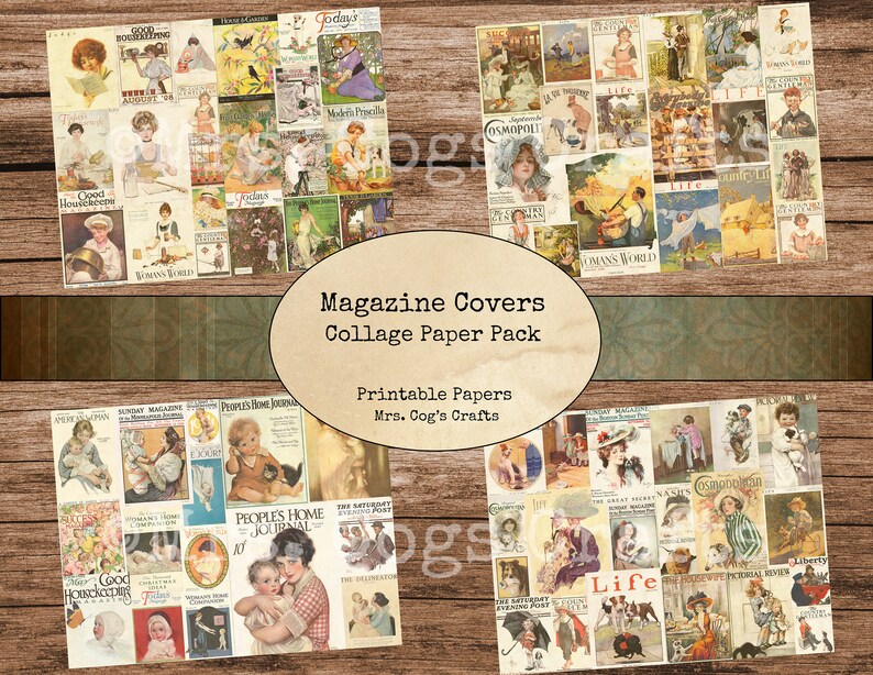 Magazine Cover Collage Journal Pages Paper Pack Printable | Etsy