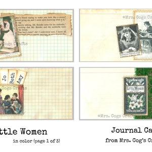 Little Women in Color Journal Cards - Digital Images, Printable Index ...
