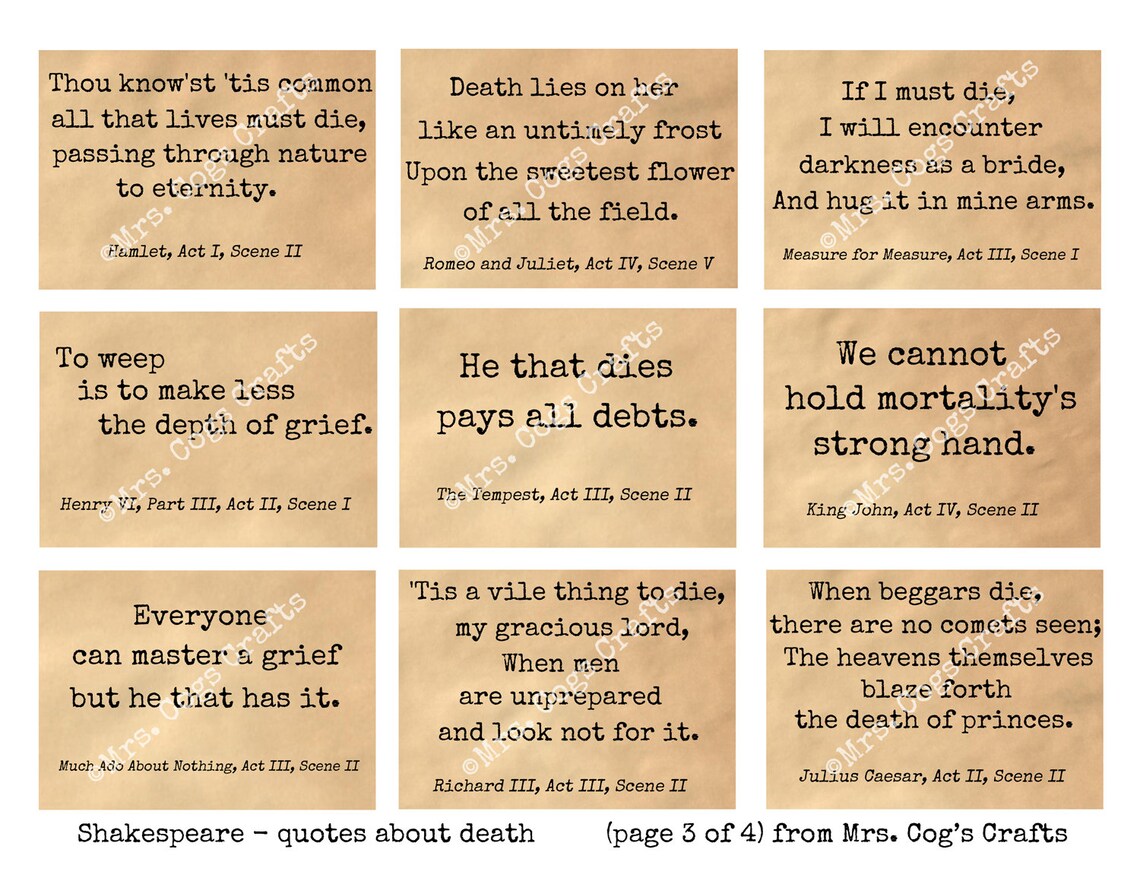 Shakespeare's Words - Journal Prompts, Digital Word Cards, Vintage Art ...