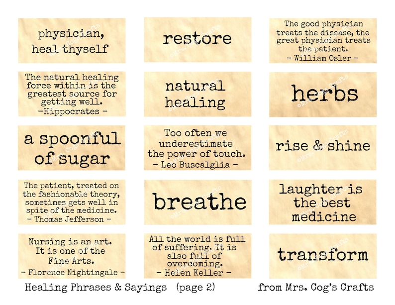Healing Phrases and Sayings - Journal Prompts, Printable Words, Instant ...