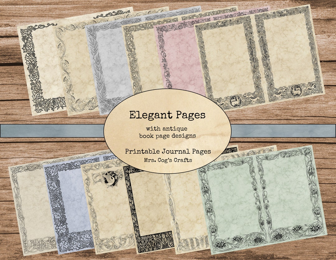 Elegant Journal Pages - Paper Pack, Printable Journal Pages, Digital ...
